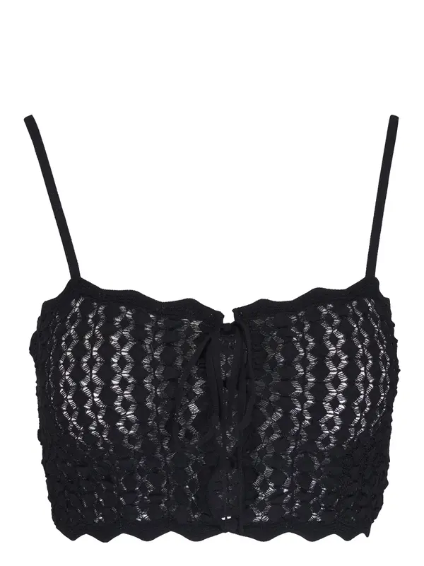 Saint Laurent Knitted Crop Top - Black