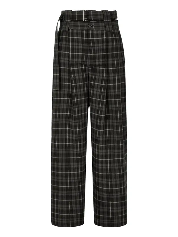STUDIO TOMBOY Tartan-check Belted Trousers - Black
