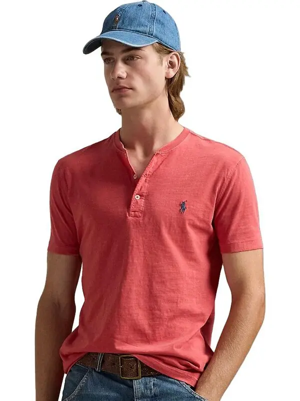 Ralph Lauren Slub Jersey Short-sleeve Henley Shirt - Spring Red