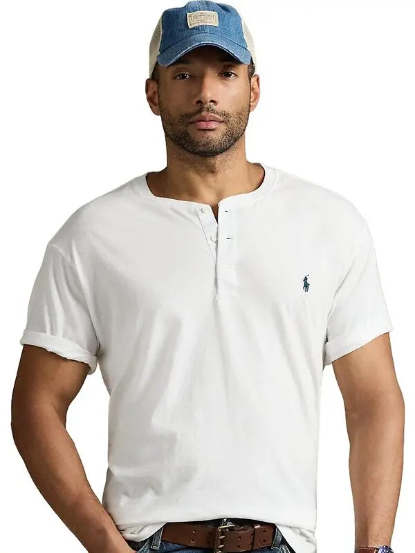 Ralph Lauren Slub Jersey Short-sleeve Henley Shirt - White