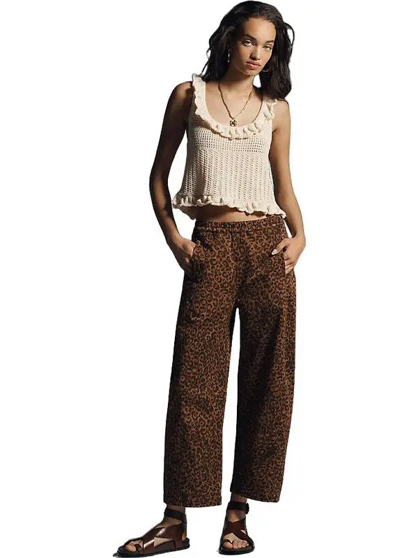 Anthropologie The Izzie Relaxed Barrel Pants - Brown Pattern