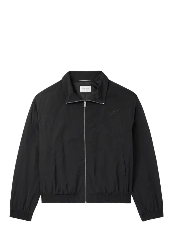 Saint Laurent Logo-embroidered Shell Bomber Jacket - Black
