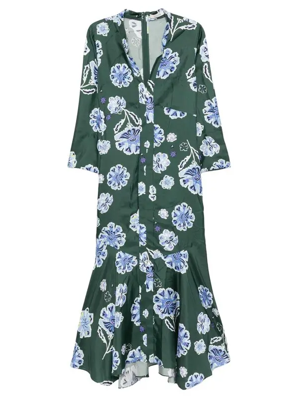 Dorothee Schumacher Big Garden Floral Midi Dress - Green