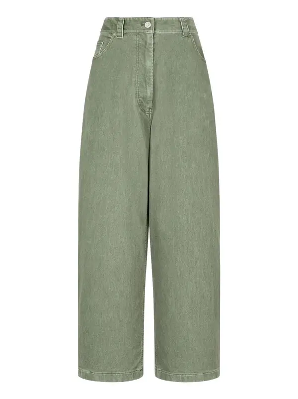 STUDIO TOMBOY Corduroy Wide-leg Trousers - Green