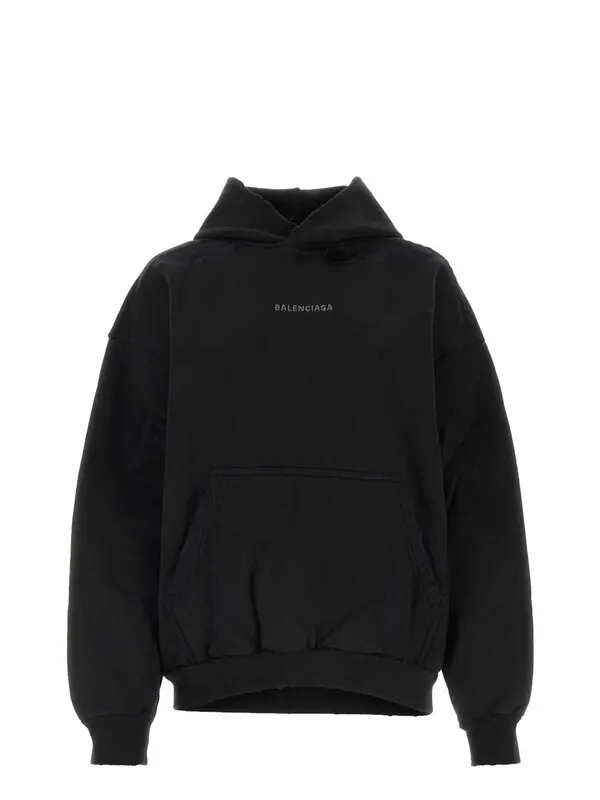 Balenciaga Crystal Logo Hoodie - Faded Black