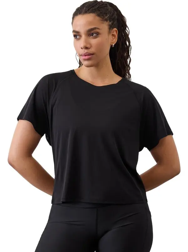 Athleta Grid Knit Tee - Black