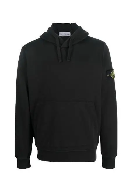 Stone Island Logo Hooded Sweater - Black