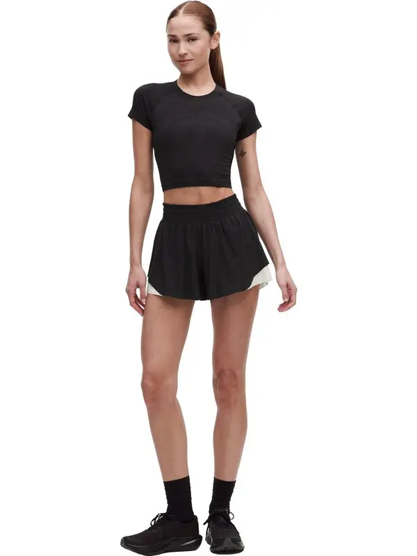 Lululemon Shake It Out High-rise Running Short - Black/coconut Ivory