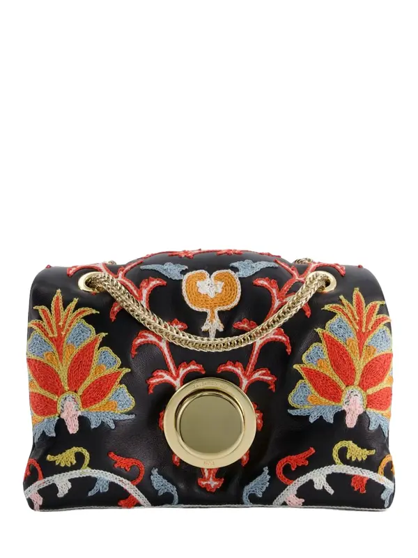 Giambattista Valli Floral-embroidered Shoulder Bag - Black