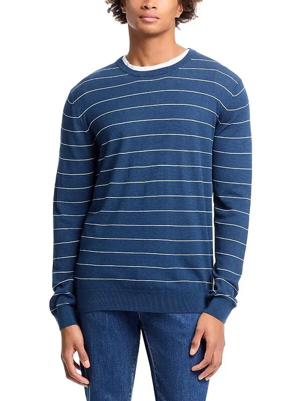 Peter Millar Hastings Striped Silk Sweater - Ocean Blue