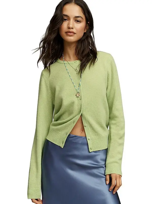 Anthropologie The Juliet Cashmere Cardigan Sweater - Pear Green