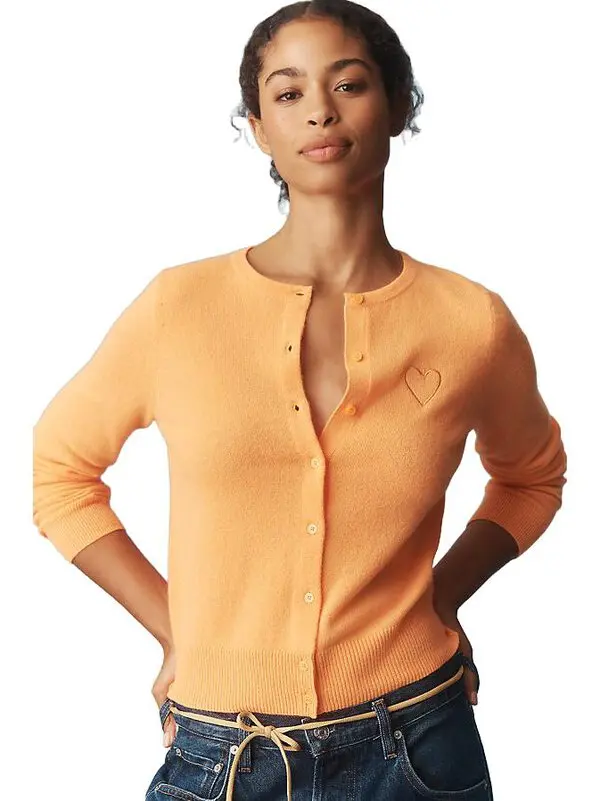 Anthropologie Juliet Cashmere Cardigan Sweater - Sherbet Orange