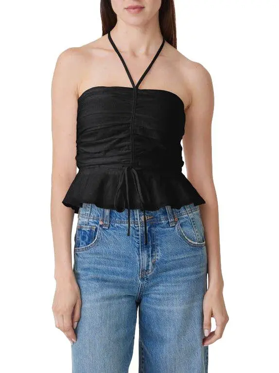 Habitual Ruched Halter Top - Black