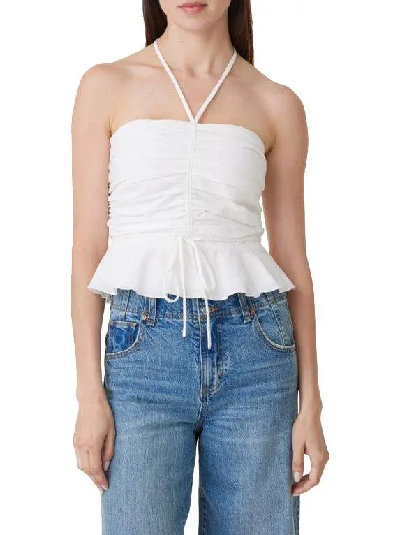 Habitual Ruched Halter Top - White