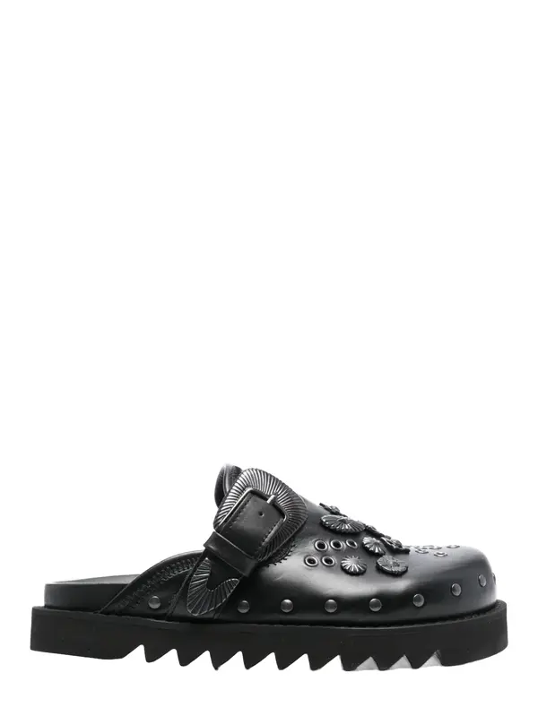 Toga Eyelet Metal Mules - Black