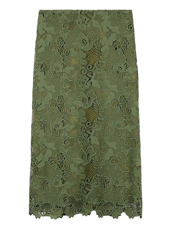 Ports 1961 Chantilly Lace Midi Skirt - Green