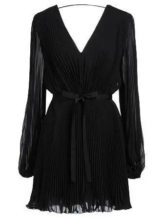 Max Mara Mini Pleated Voile Dress - Black