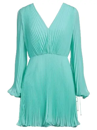 Max Mara Mini Pleated Voile Dress - Blue