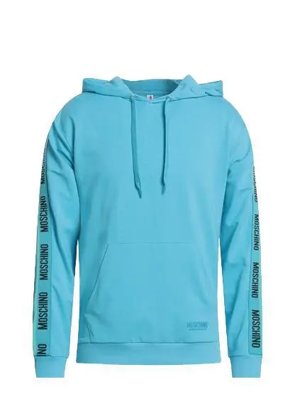 Moschino Cotton Elastane Hooded Sweatshirt With Side Stripes - Turquoise