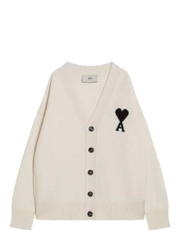 Ami De Coeur Virgin Wool Cardigan - White