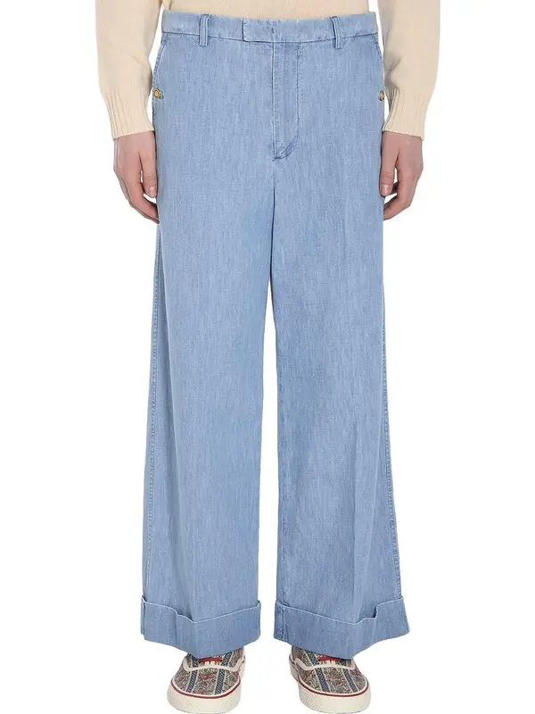 Valentino Garavani Oversized Cotton Trousers - Blue