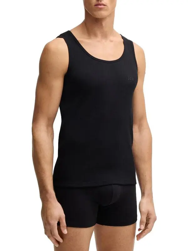 BOSS 3-pack Ribbed Cotton Tanks - Black