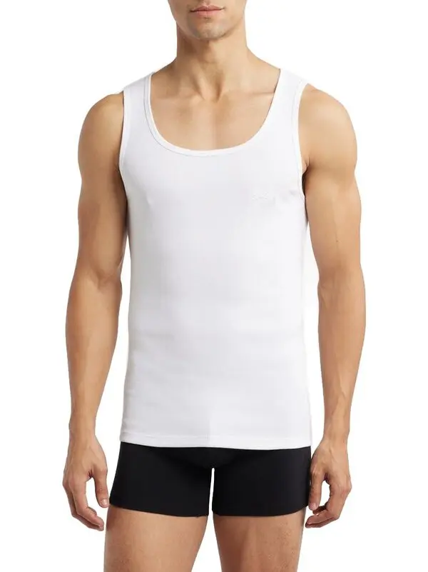 BOSS 3-pack Ribbed Cotton Tanks - White