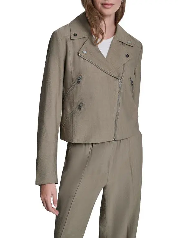 Dkny Crinkle Moto Jacket - Light Fatigue