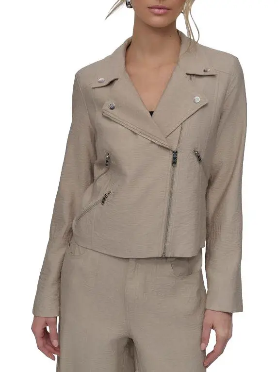 Dkny Crinkle Moto Jacket - Pebble