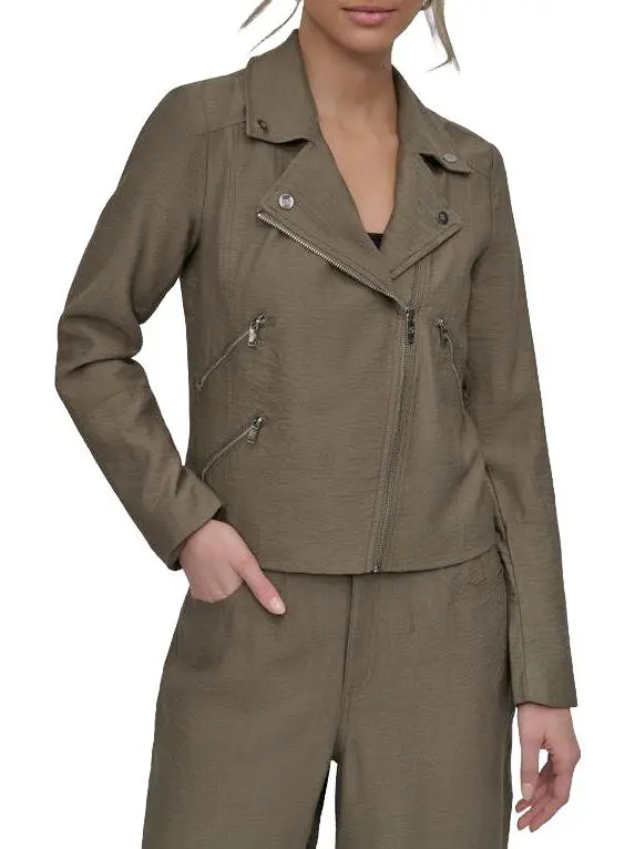 Dkny Crinkle Moto Jacket - Utility Green