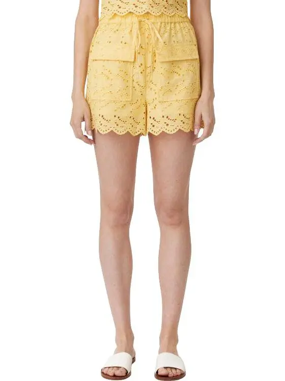 Habitual Embroidered Eyelet Cotton Cargo Shorts - Sunlight