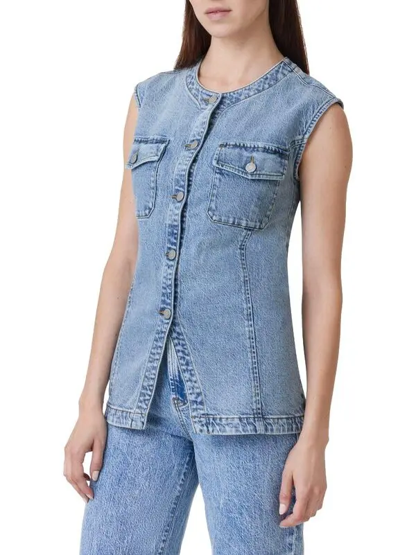 Habitual Longline Denim Vest - Pacific