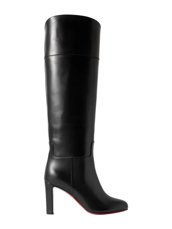 CHRISTIAN LOUBOUTIN Loo Botta 85 Leather Knee Boots - Black