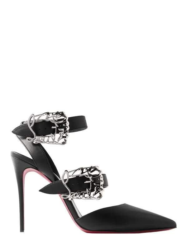 CHRISTIAN LOUBOUTIN Giddylina 100 Buckle-embellished Leather Pumps - Black