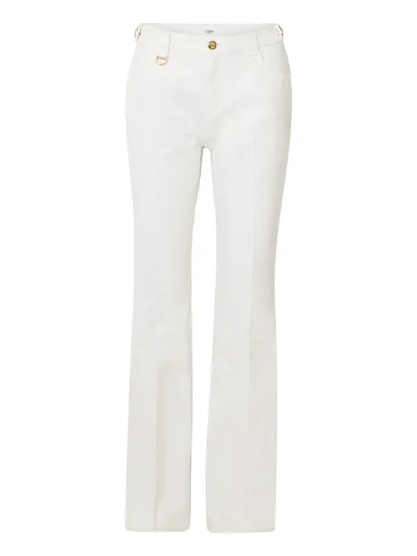 Chloé Embellished Straight-leg Jeans - White