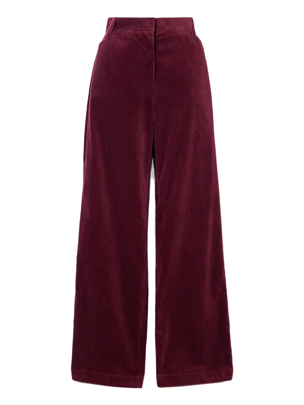 Another Tomorrow Organic Cotton Corduroy Straight-leg Pants - Burgundy