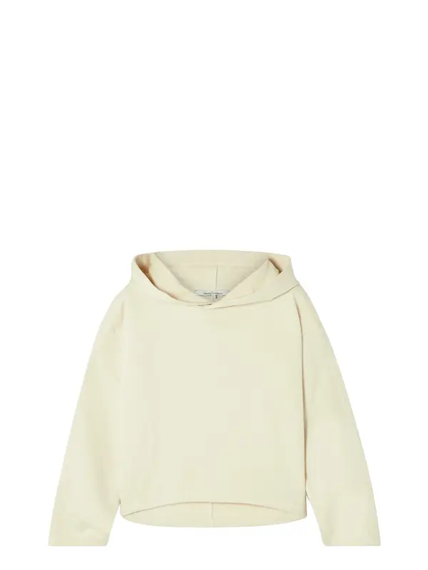 Another Tomorrow Cropped Organic Cotton-blend Jersey Hoodie - Cream