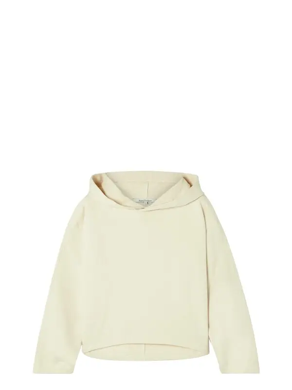 Another Tomorrow Cropped Organic Cotton-blend Jersey Hoodie - Neutrals