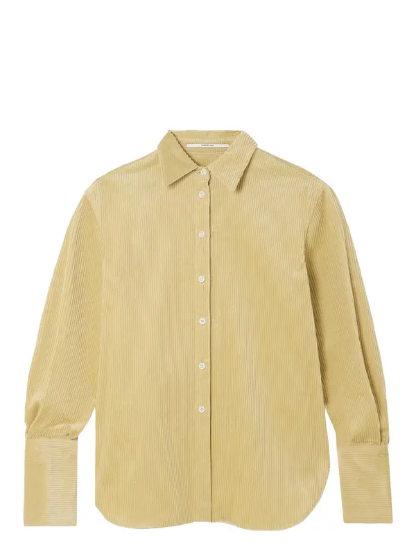 Another Tomorrow Organic Cotton-corduroy Shirt - Yellow