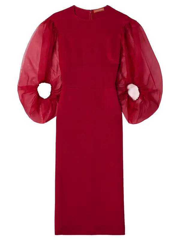 Altuzarra Danielle Silk-cady And Organza Midi Dress - Red