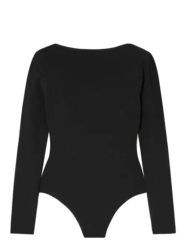 Another Tomorrow Stretch-organic Cotton And Lyocell-blend Jersey Bodysuit - Black