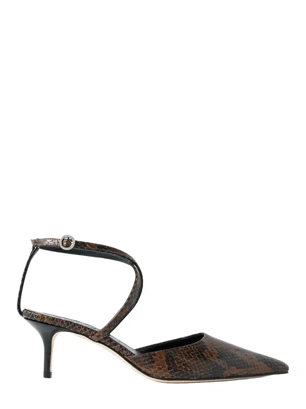 AeydĒ Salome Snake-effect Leather Pumps - Brown