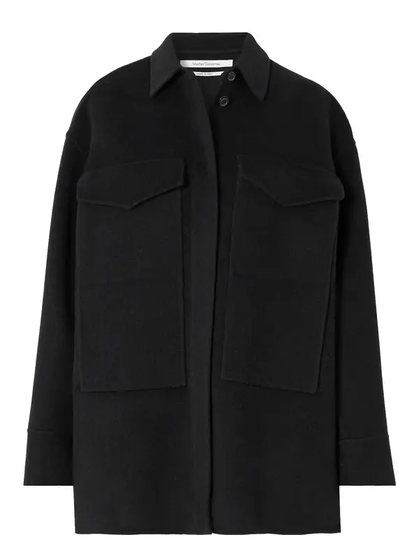 Another Tomorrow Wool Shirt Jacket - Black