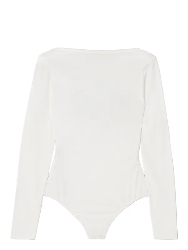 Another Tomorrow Stretch Organic Cotton And Lyocell-blend Jersey Bodysuit - White