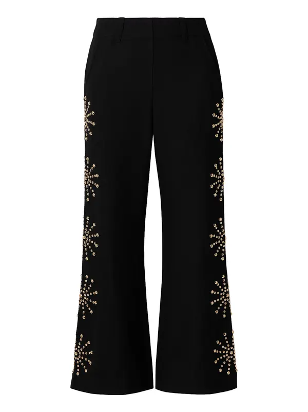 Alix Of Bohemia Charlie Casino Studded Wool-twill Pants - Black