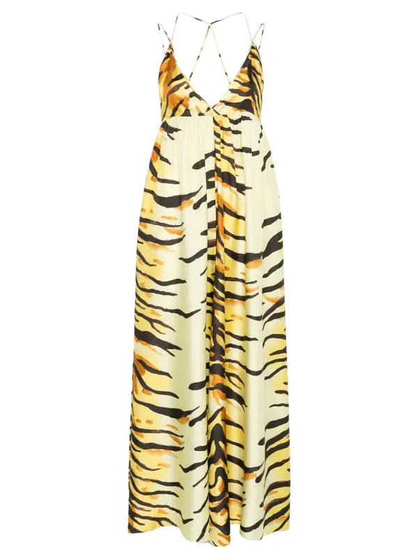 Nanushka Zebra-print Maxi Dress - Yellow