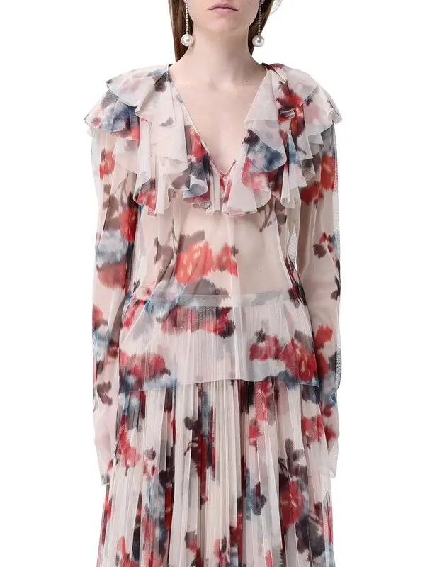Philosophy Di Lorenzo Serafini Floral Print Ruffled Blouse - Beige