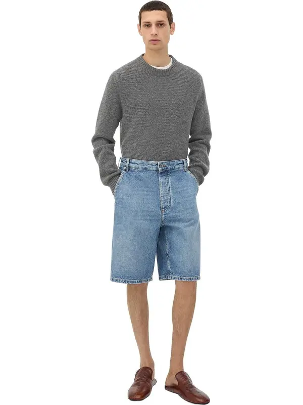 Bottega Veneta Vintage Indigo Wash Cargo Denim Shorts - Mid Blue