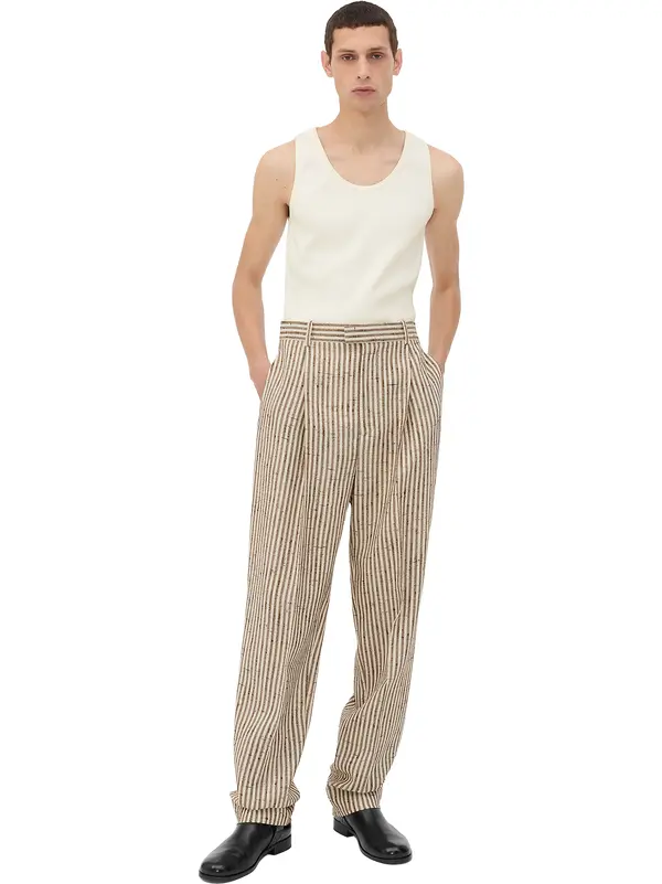 Bottega Veneta Knotted Viscose And Silk Trousers - Talc/loam