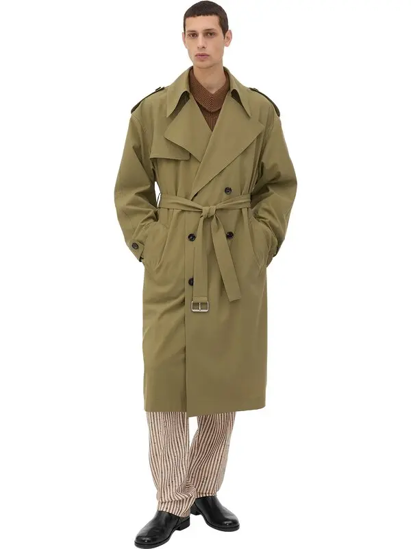 Bottega Veneta Fine Wool Trench Coat - Algae
